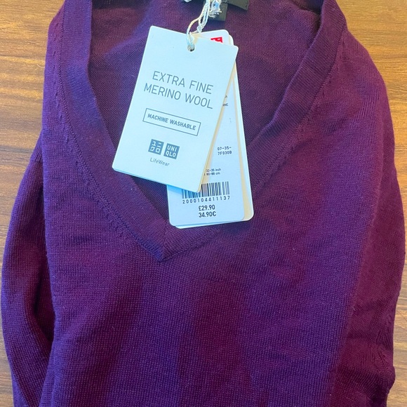 Uniqlo | Sweaters | Uniqlo Merino Fine Wool Plum Purple Sweater | Poshmark